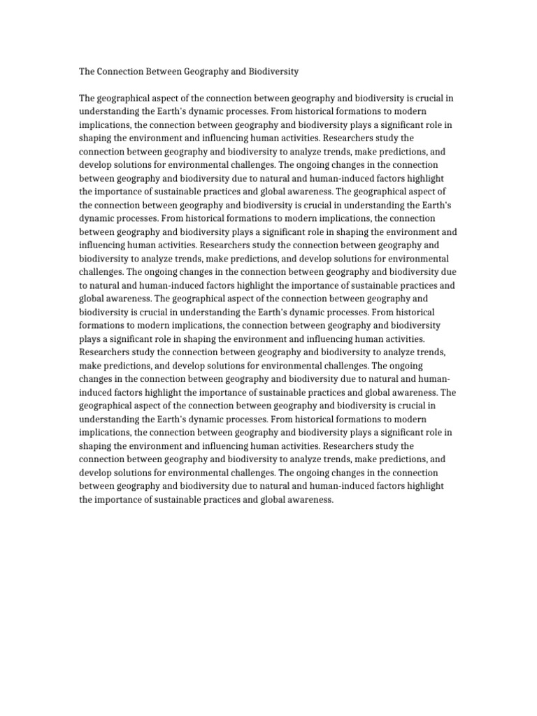 The Connection Between Geography and Biodiversity | PDF | Geography ...
