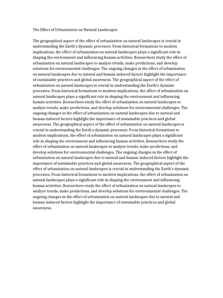 The Effect of Urbanization On Natural Landscapes | PDF | Landscape ...