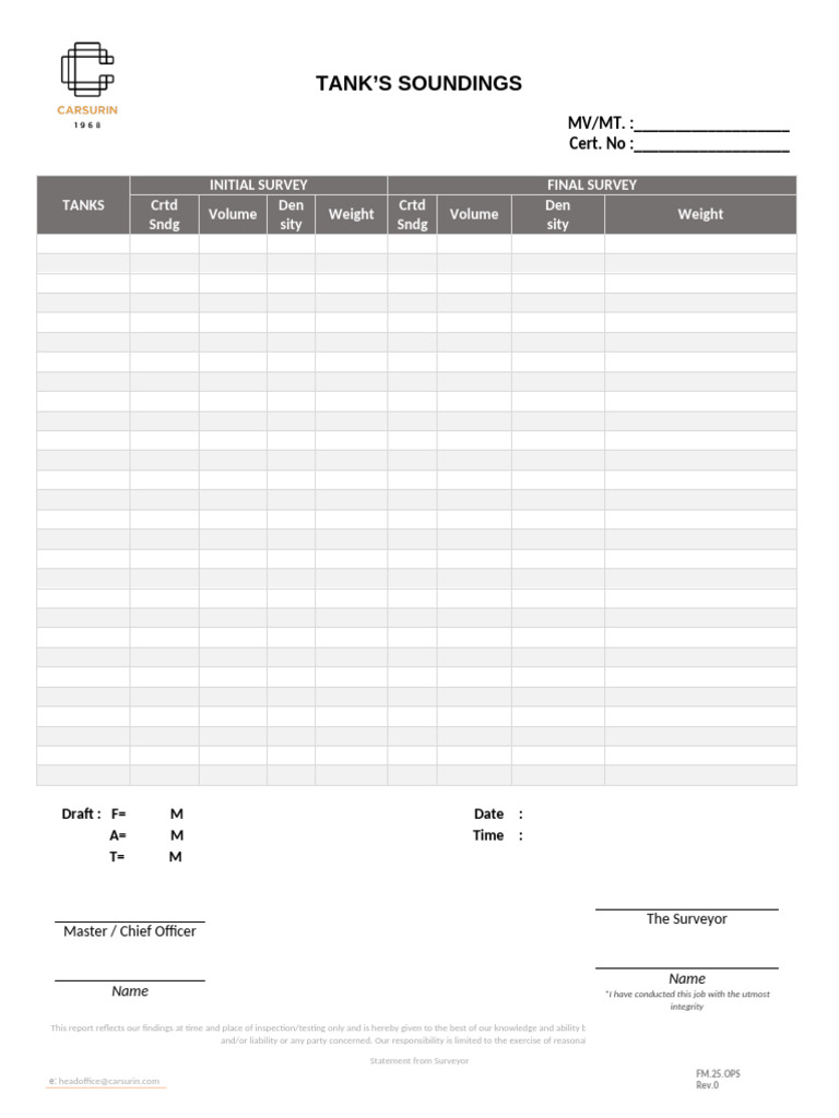 FM.25.OPS Rev0 - Tanks Sounding | PDF