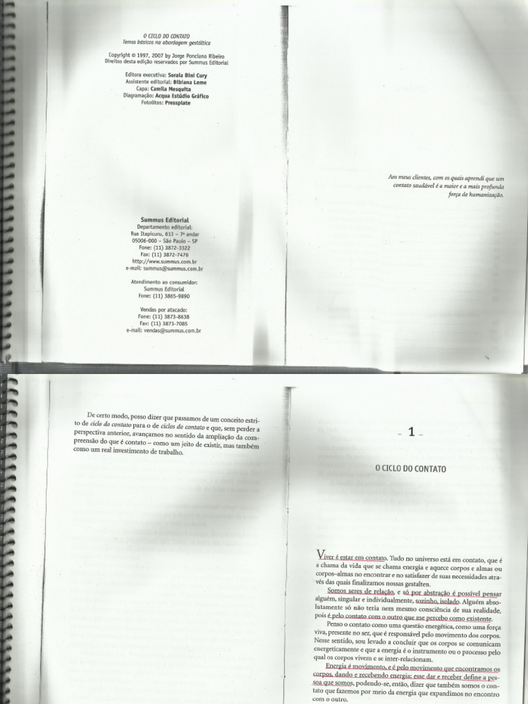 M2 - TEXTO LIVRO 20 - Ciclo Do Contato P. 11-26. Ribeiro. Jorge Ponc | PDF