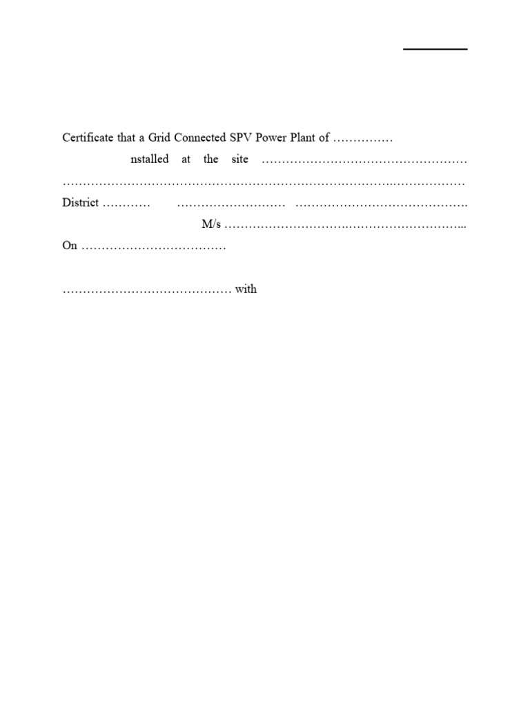Solar PV Commissioning Certificate | PDF