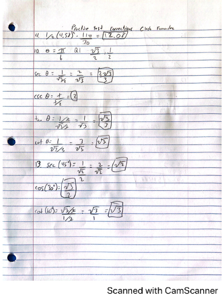 Practice Test Corrections | PDF