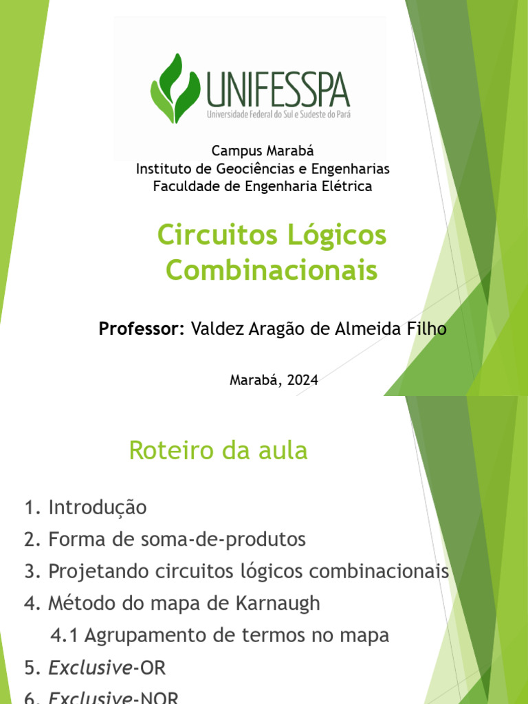 Aula 4 - Eletrônica Digital (Circuitos Lógicos Combinacionais) | PDF | Rede elétrica | Matemática