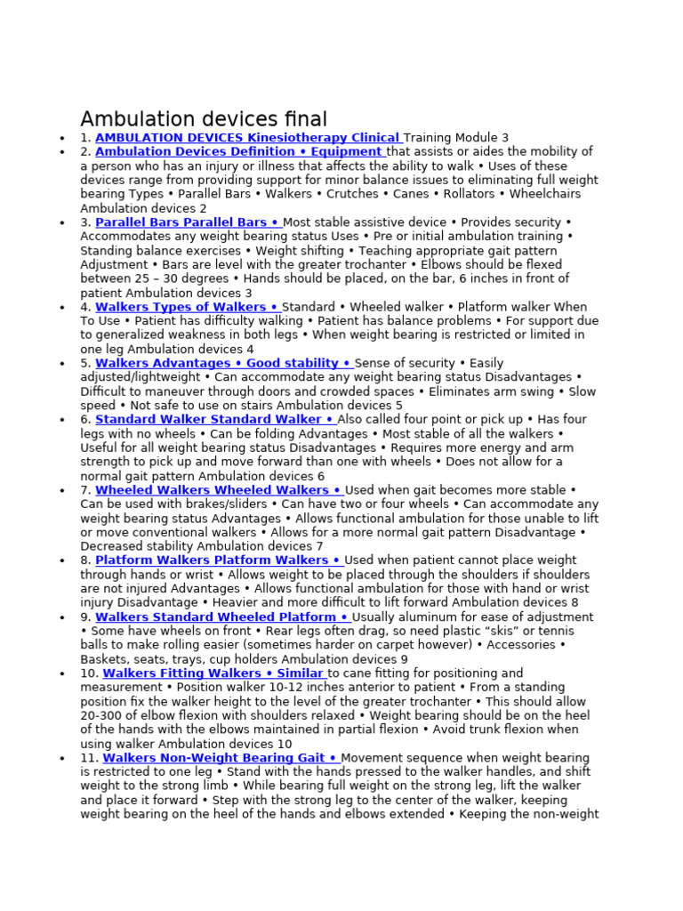 Guide to Ambulation Devices and Usage | PDF | Wheelchair | Walking