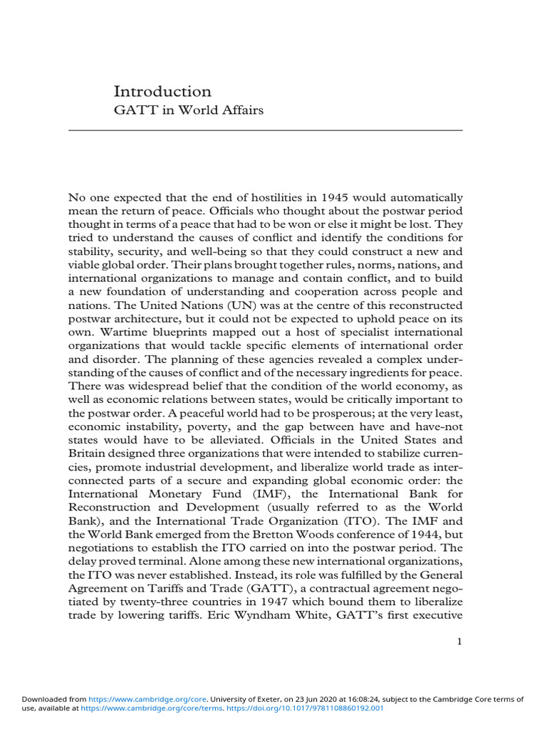 GATT's Role in Postwar Trade | PDF | General Agreement On Tariffs And ...