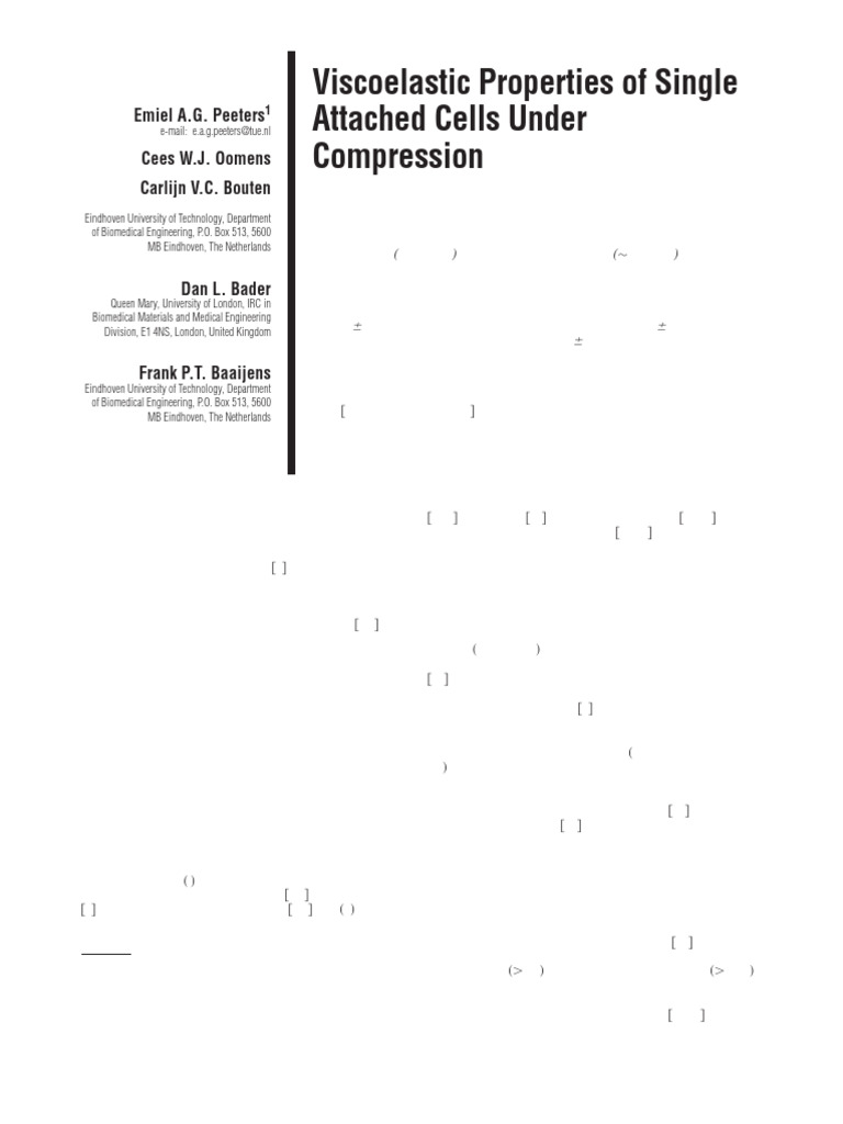2005-Viscoelastic Properties of Single Attached Cells Under Compression ...