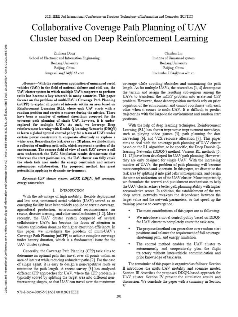 Collaborative Coverage Path Planning of UAVs Using RL | PDF | Unmanned Aerial Vehicle | Sampling ...