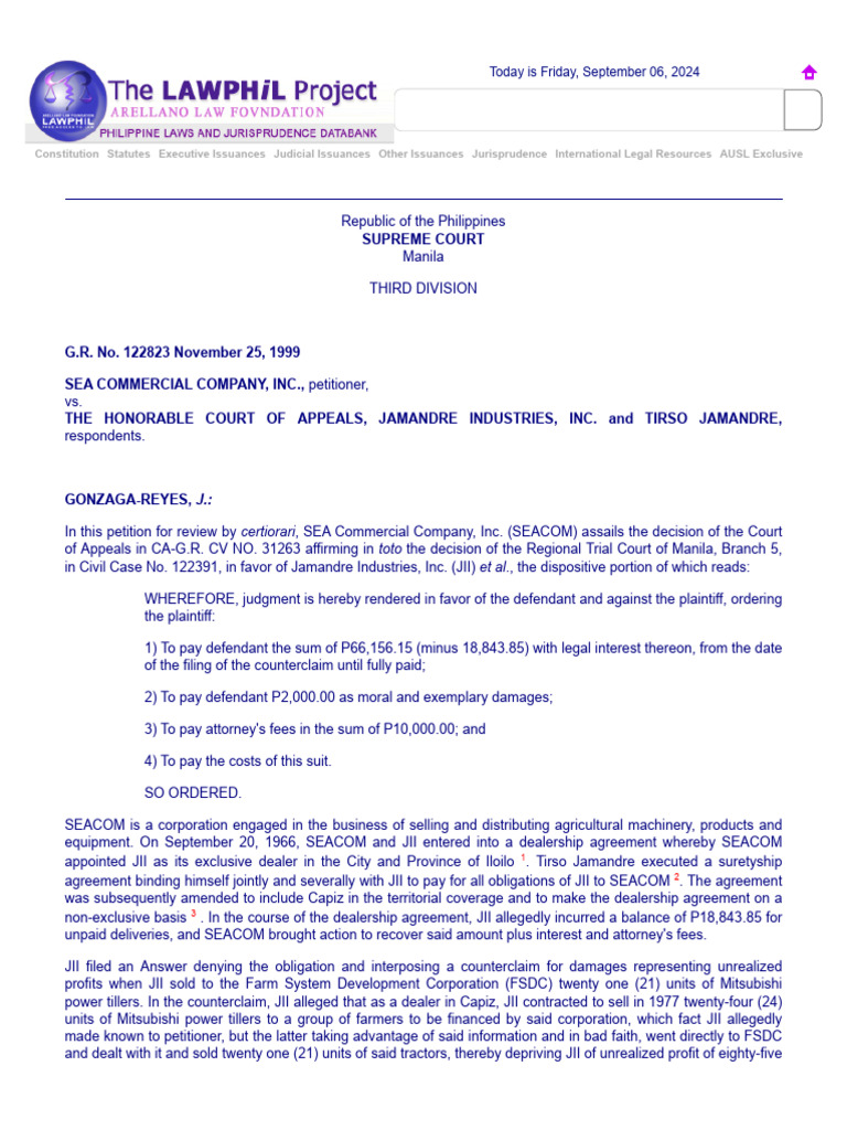 Seacom v Jamandre G.R. No. 122823 | PDF | Damages | Lawsuit