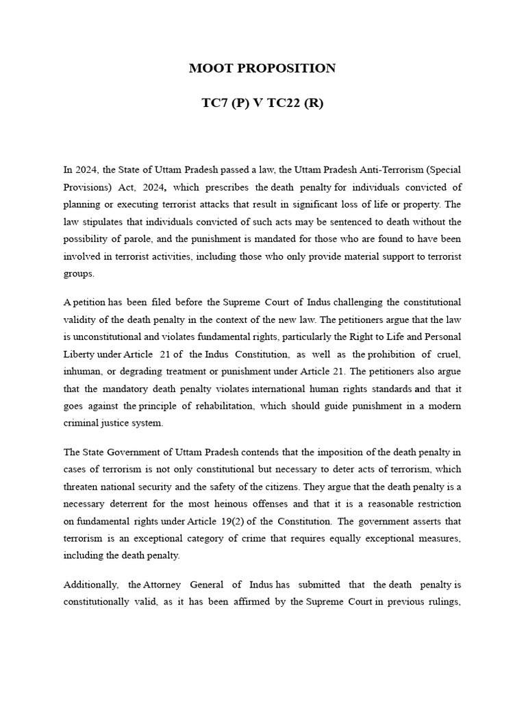 MOOT Proposition | PDF | Capital Punishment | Punishments