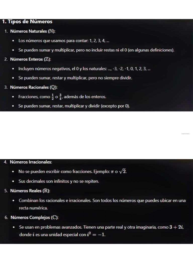 Resumen Complementario Teórico - Matematicas (Sacado de Chatgpt) | PDF
