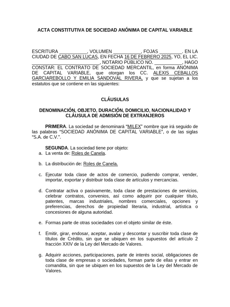 DE - M9 - U2 - S5 - Acta Constitutiva de Sociedad Anonima de Capital Variable - 2018 - 2 - B2 ...
