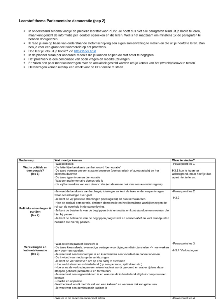 Leerstof PEP2 2023 (5) | PDF