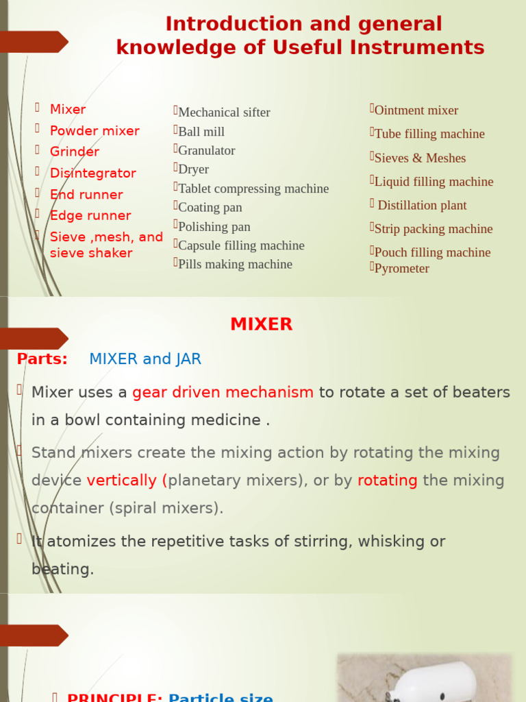 Instruments | PDF | Mill (Grinding) | Tablet (Pharmacy)