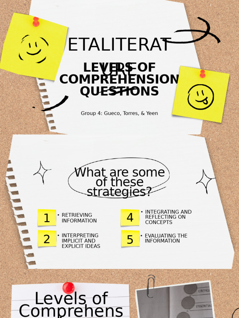ETALITERATURE Levels of Comprehension Questions | PDF | Reading ...