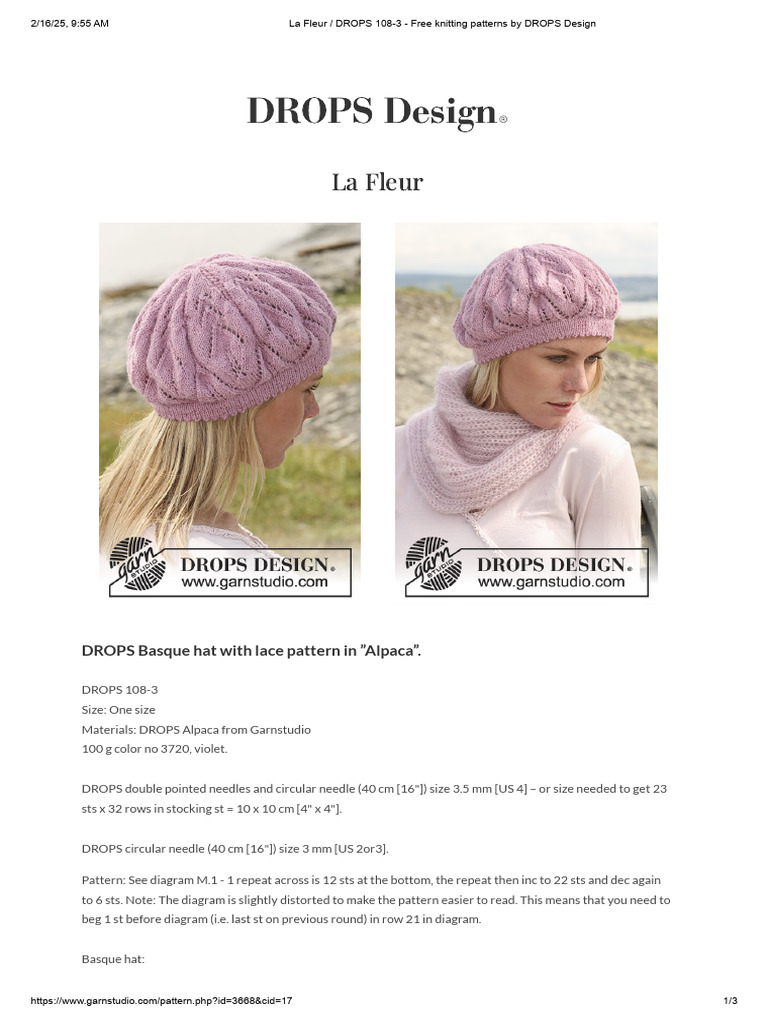 La Fleur - DROPS 108-3 - Free Knitting Patterns by DROPS Design | PDF ...
