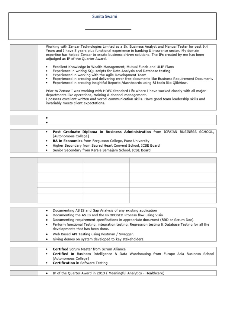 Sunita Swami -Resume -2020.Docx | PDF | Scrum (Software Development) | Analytics