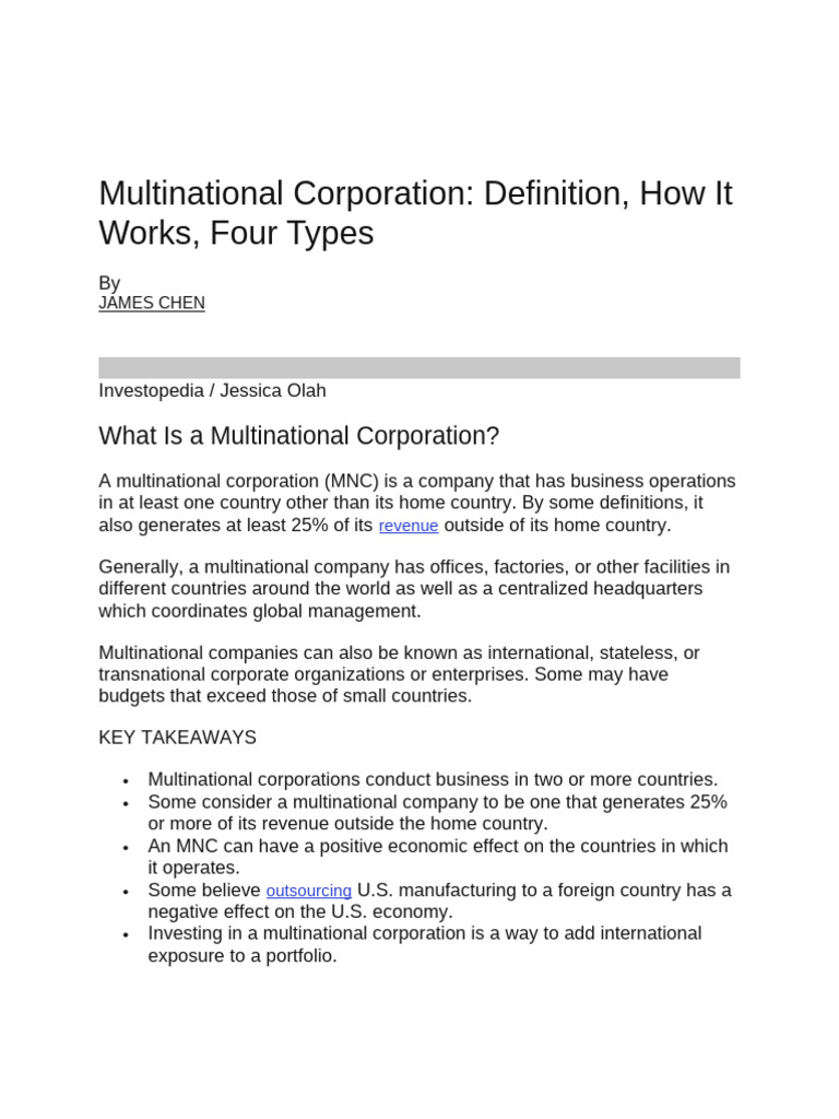 Understanding Multinational Corporations | PDF | Multinational ...