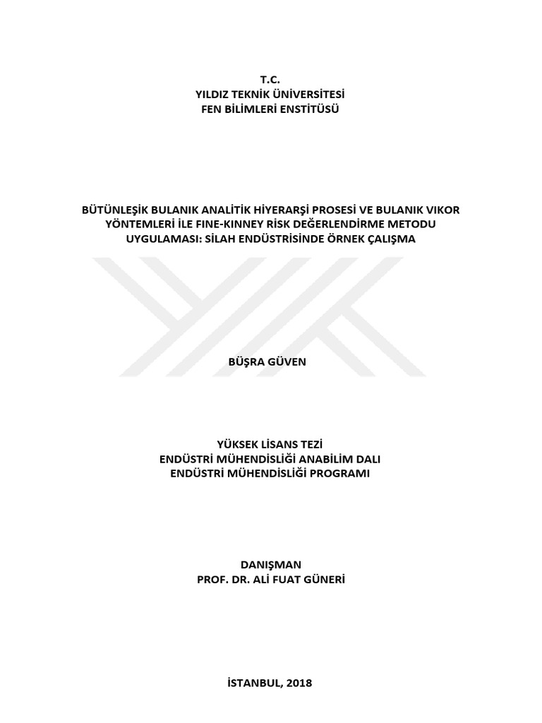 Bulanik Silah Endustri Risk Yl Tez Ytu Guven 2018 | PDF