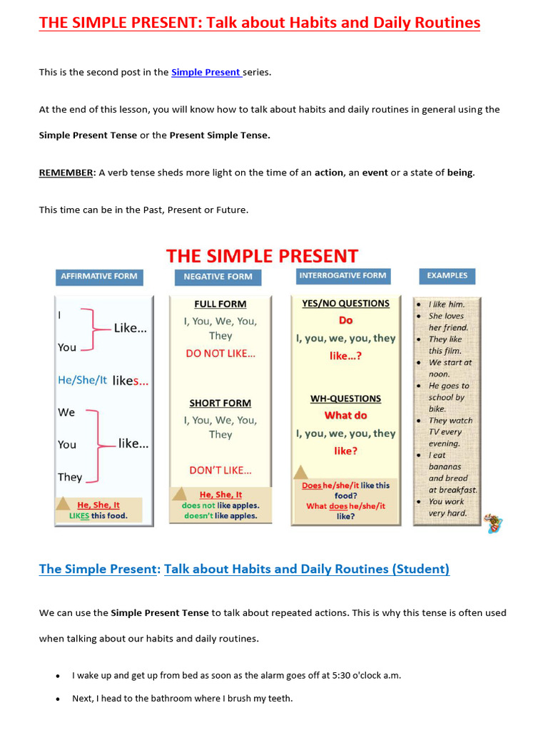 The Simple Present Talk About Habits and Daily Routines Learn English ...