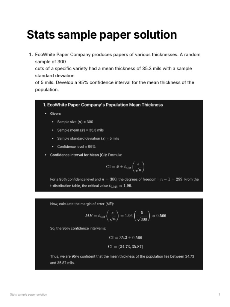 Stats_sample_paper_solution | PDF | Statistics | Descriptive Statistics