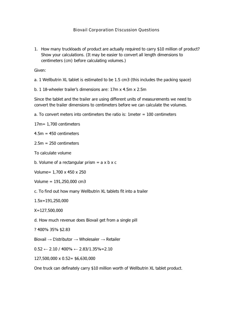 Biovail Corporation Questions | PDF