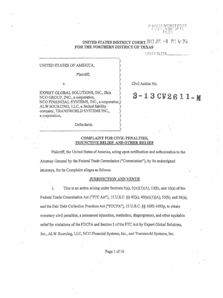 130709 Nco Cmp t | PDF | Federal Trade Commission | American Government