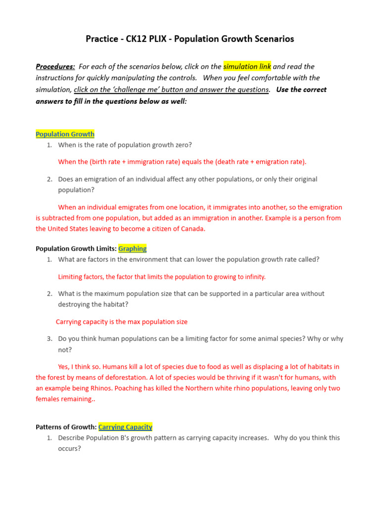 Population Growth Practice - PLIX (McMonagle) | PDF | Natural ...