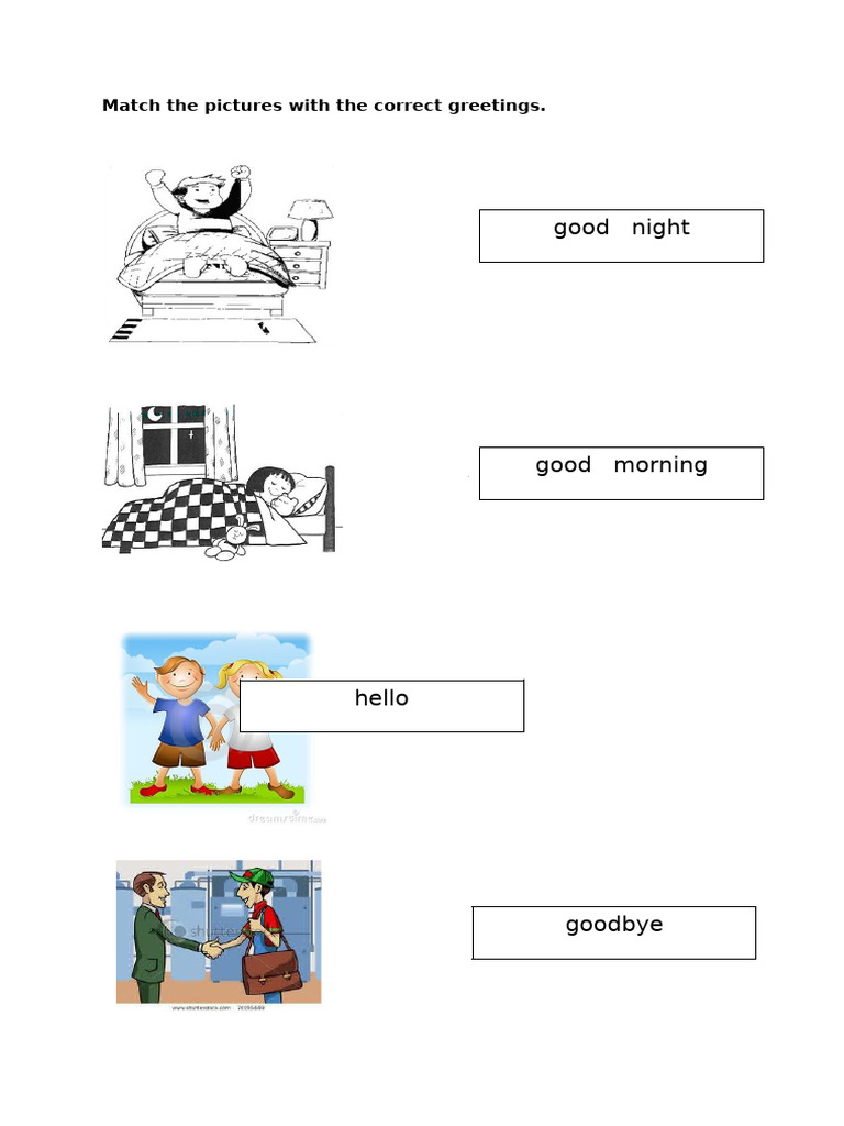 Greetings Matching Worksheet | PDF