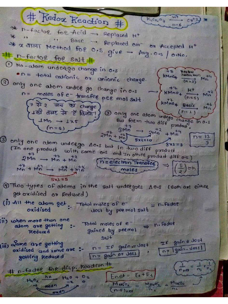 redox rxns short notes | PDF