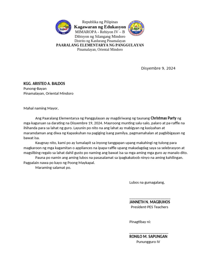 Christmas Party-SOLICITATION LETTER | PDF
