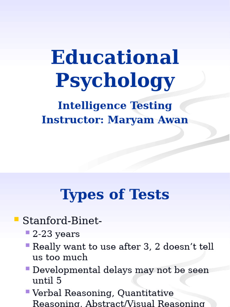 Week 7 Assessing Intelligence | PDF | Wechsler Adult Intelligence Scale | Intelligence Quotient