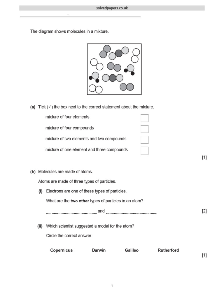 2022 17 Mixtures and Separation Checkpoint - Sec - 1 Chemistry | PDF