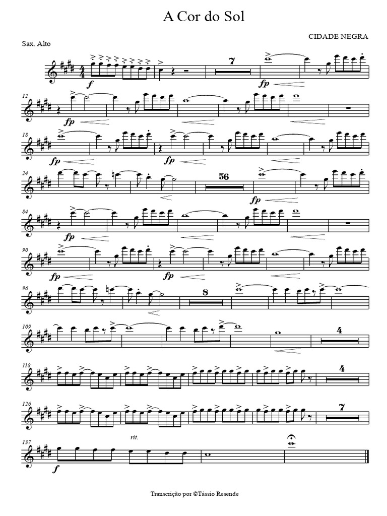 A Cor Do Sol - Alto Sax 1 | PDF