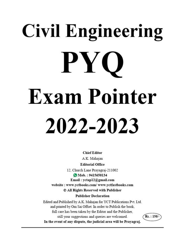 CIVIL ENGINEERING PYQ EXAM POINTER 2022-2023 | PDF | Cement | Concrete CIVIL ENGINEERING PYQ EXAM POINTER 2022-2023 | PDF | Cement | Concrete