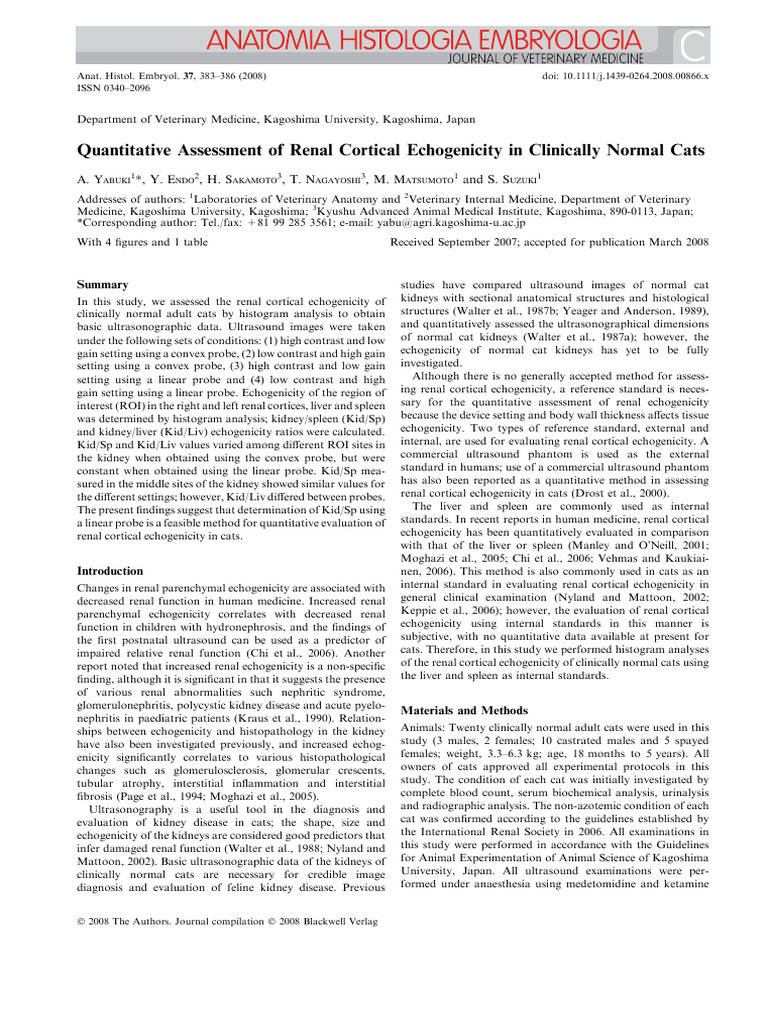Quantitative Assessment of Renal Cortical Echogenicity in Clinically ...