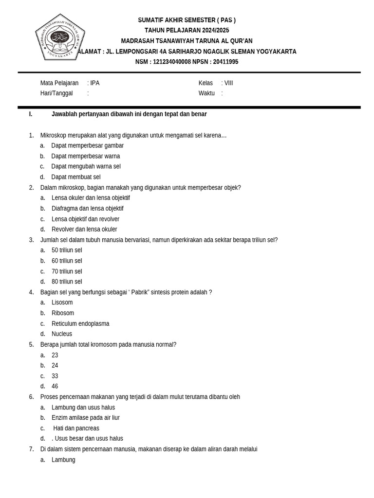 Soal IPA Kelas 8 | PDF