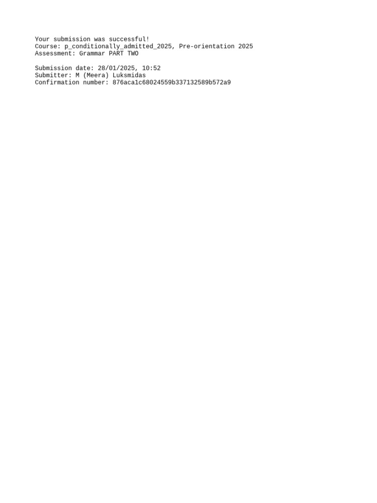 Successful Submission Confirmation | PDF