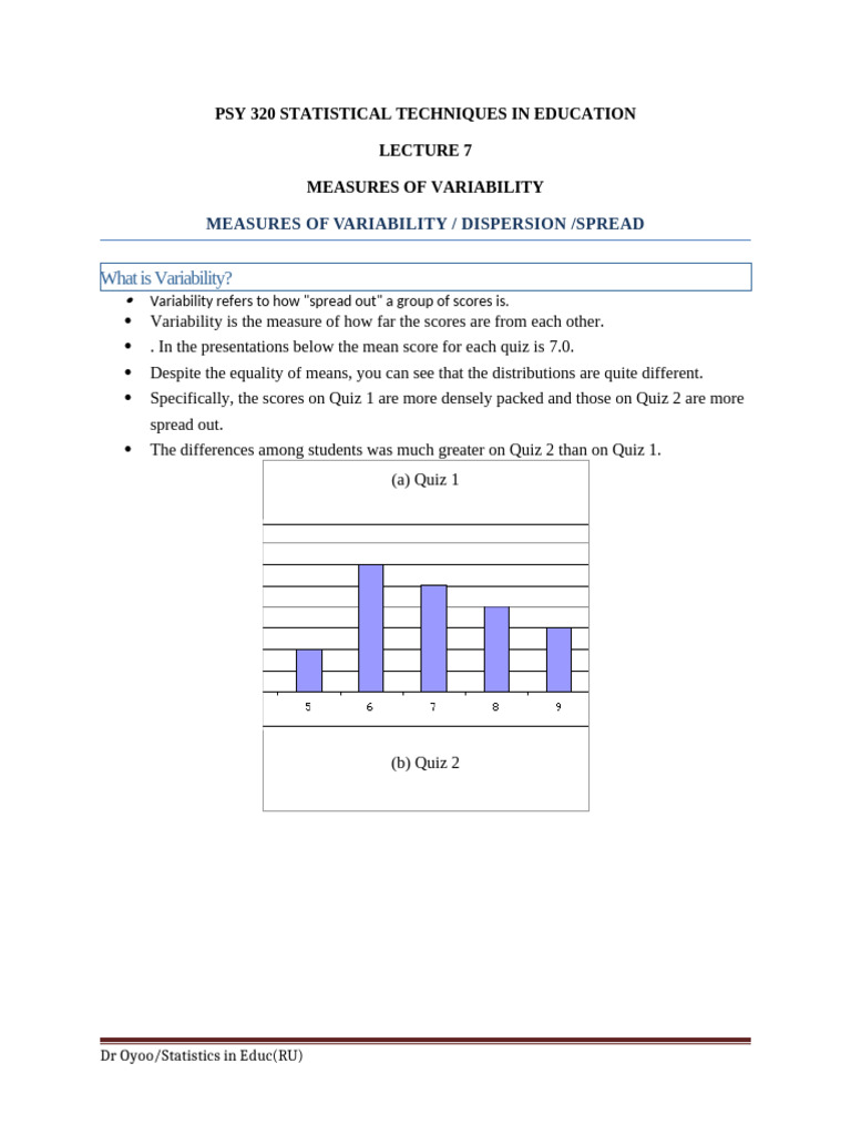 PSY 320 L7 Measures of Variability | PDF | Variance | Quartile