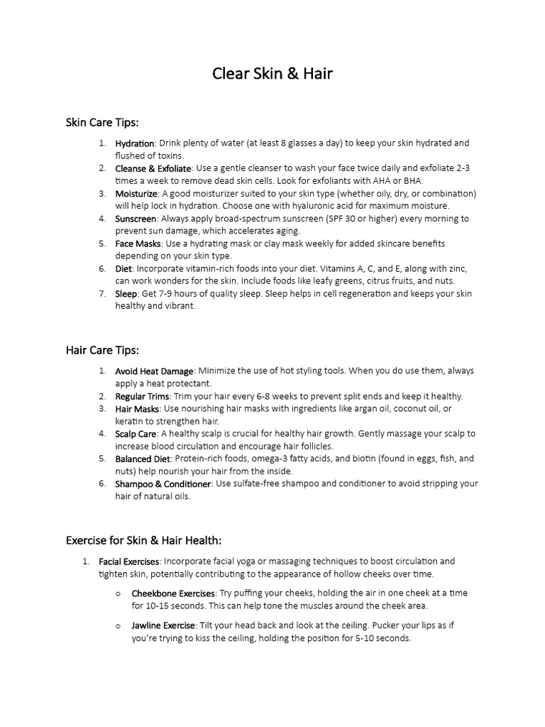 Clear Skin & Hair | PDF | Skin Care | Integumentary System