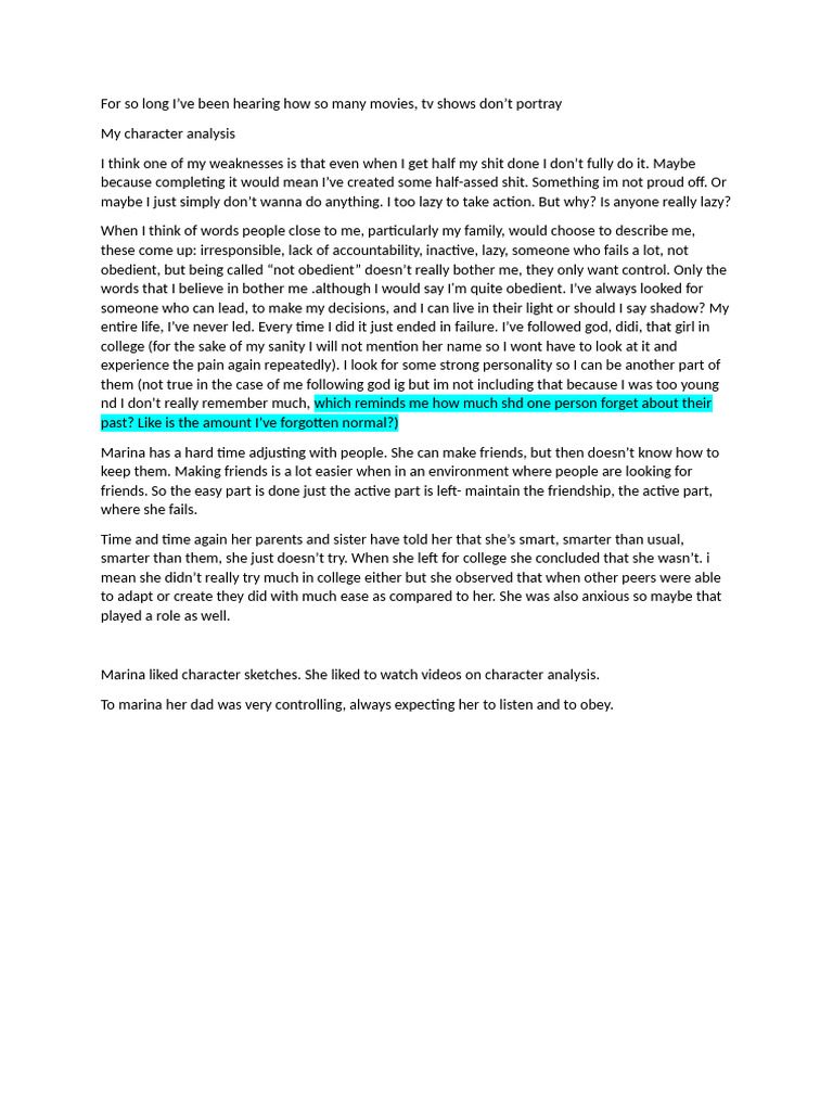 Character Analysis | PDF