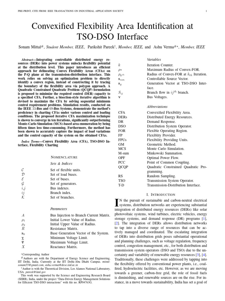 Convexified Flexibility Area Identification at TSO-DSO Interface | PDF | Mathematical ...