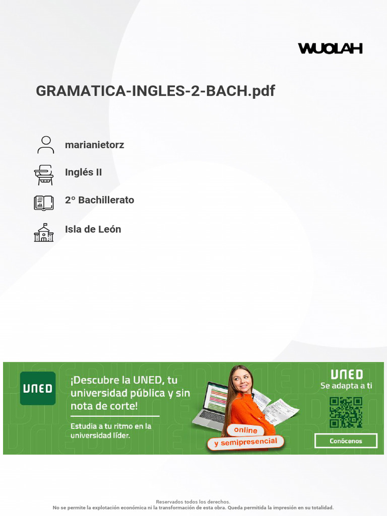 Wuolah Free Gramatica Ingles 2 Bach | PDF | Sintaxis | Lingüística