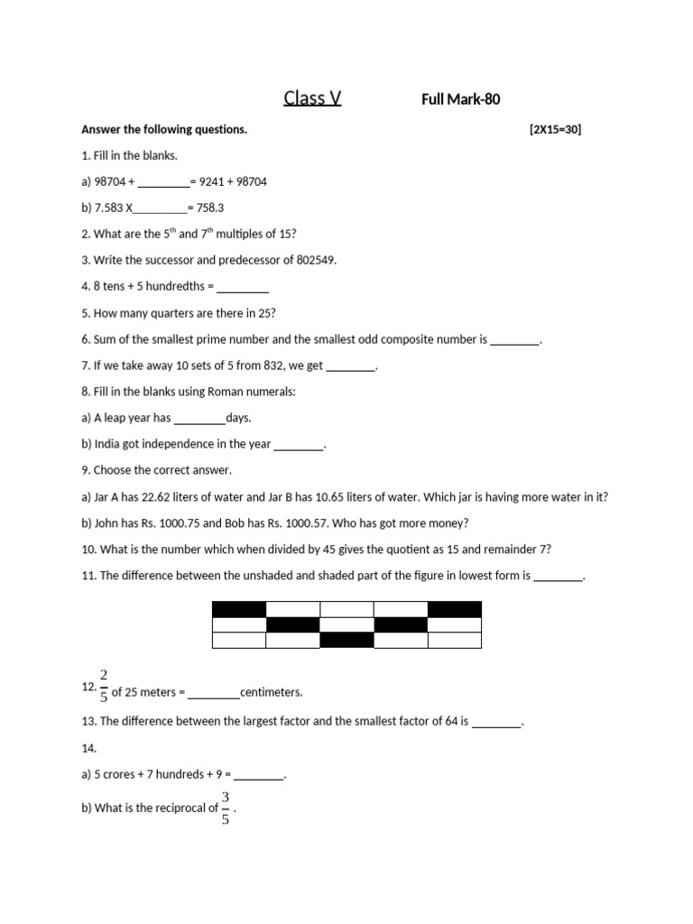 Half-Yearly-Examination 1 | PDF | Discrete Mathematics | Elementary Mathematics