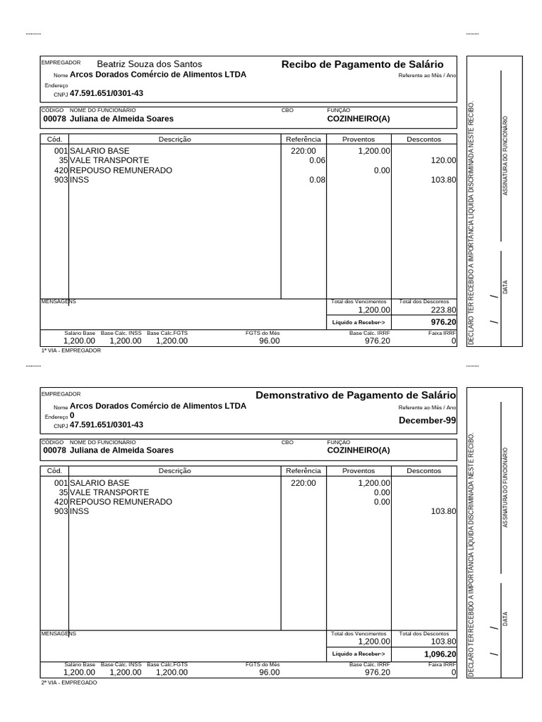 Modelo Holerite 02 | PDF | Salário | Gestão de recursos humanos