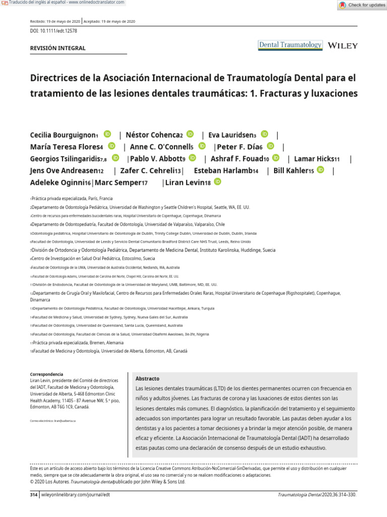 Directrices IADT para lesiones dentales | PDF | Odontología | Medicina
