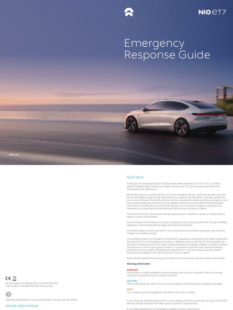 ET7 Emergency Response Guide EN | PDF | Tire | Vehicles