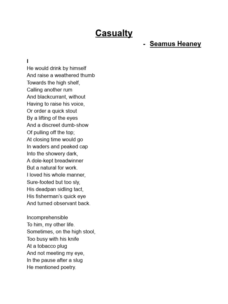 Casualty by Seamus Heaney | PDF