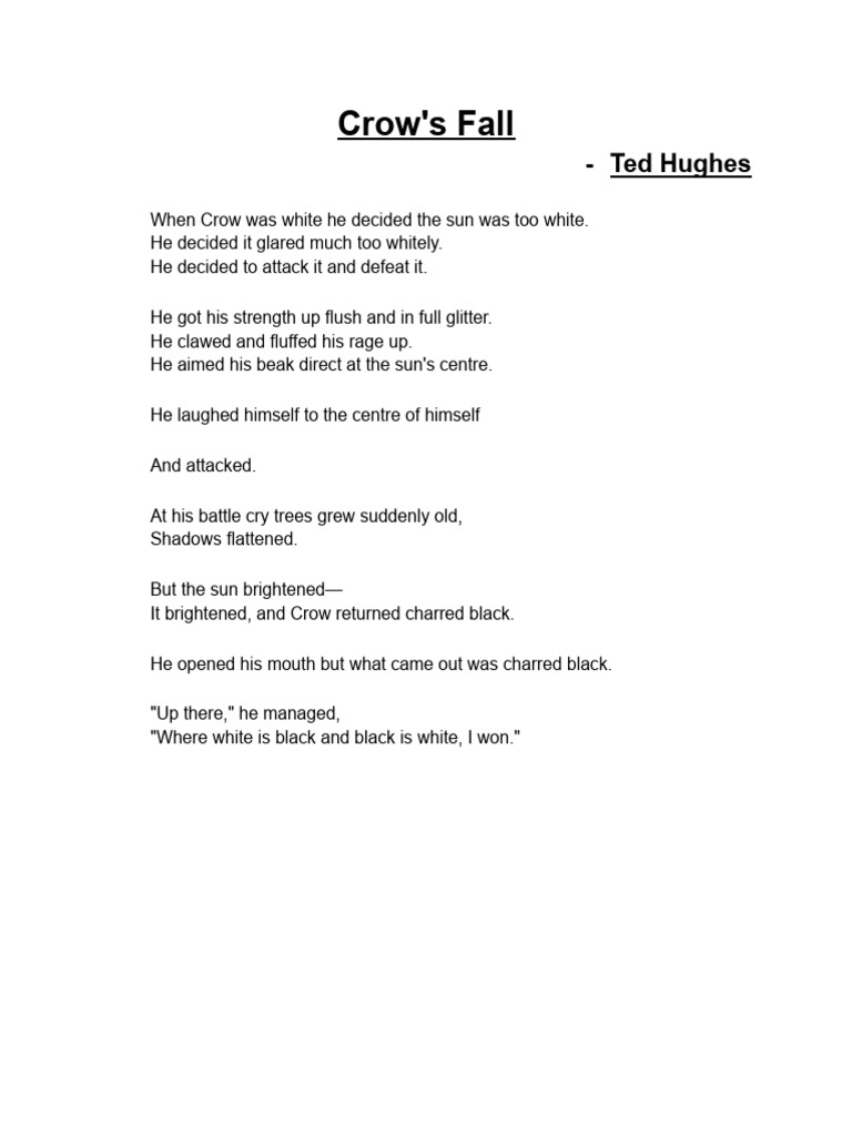 Crow's Fall by Ted Hughes | PDF