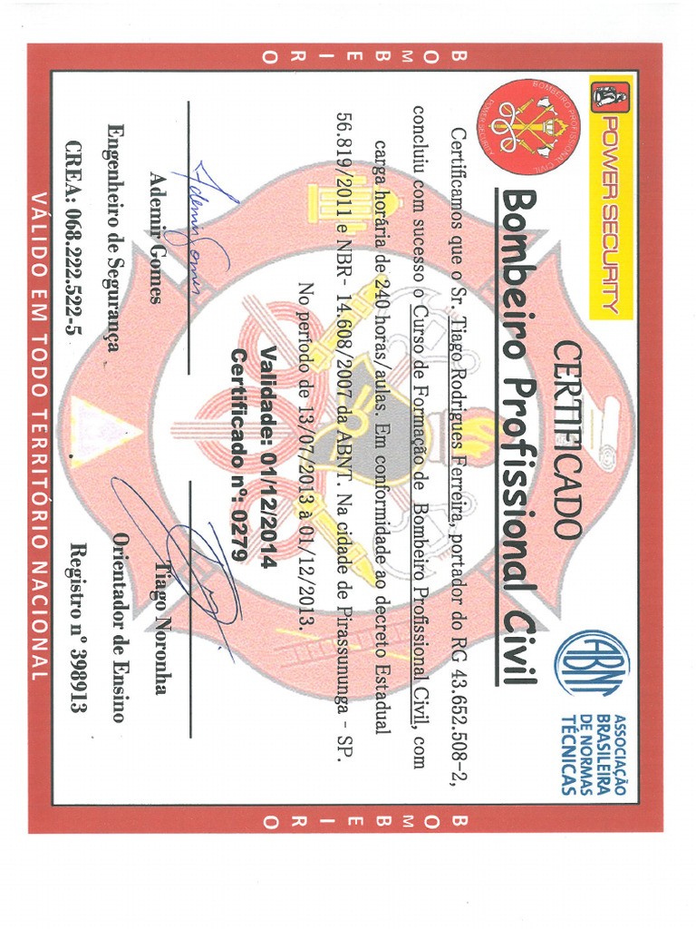 Certificado Bombeiro Civil | PDF