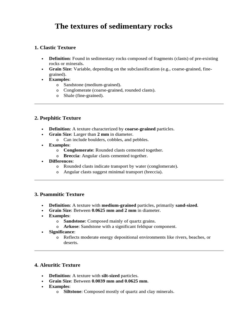 Textures of Sedimentary Rocks Explained | PDF | Clastic Rock ...